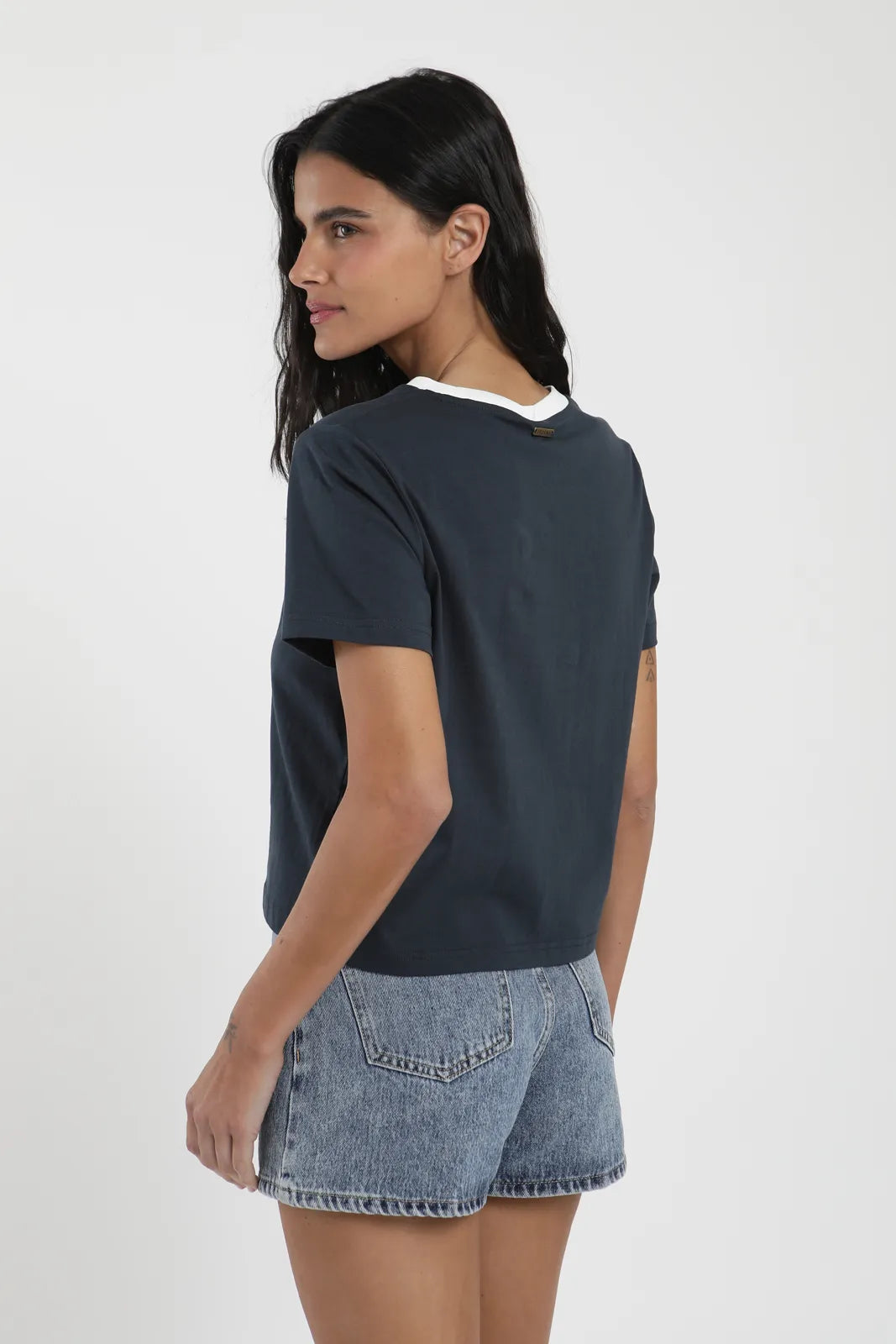 Polera mujer manga corta Round azul – Froens